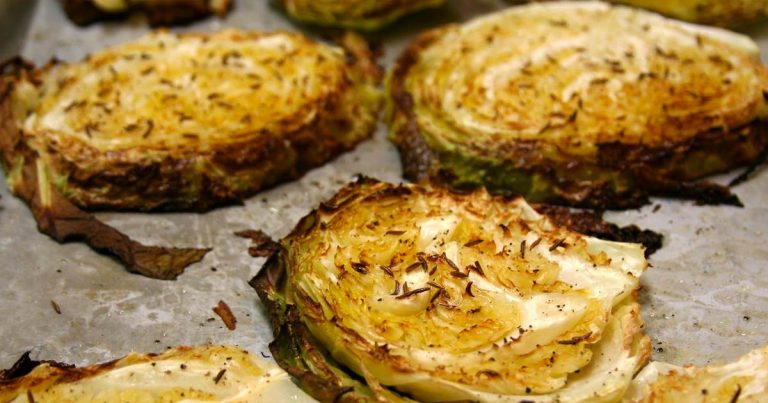 Garlic Rubbed Roasted Cabbage Steaks