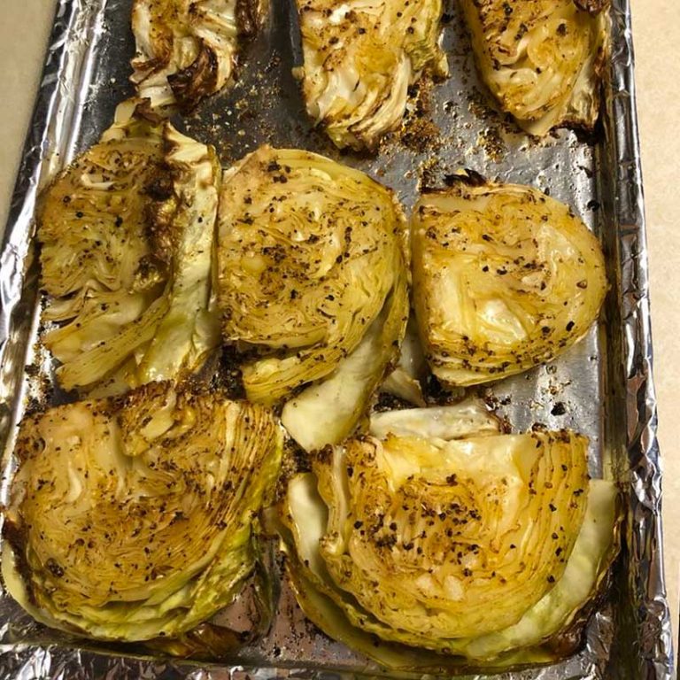 Roasted Cabbage Steaks (Garlic Rubbed)